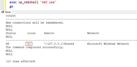 Sql Server Xpcmdshell And Net Use Error The Local Device Name Is