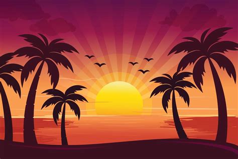Palm Tree Sunset Cartoon
