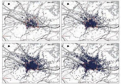 Spatio Temporal Distribution Of Reviews 2010 2019 1 Dot 1 Listing Download Scientific