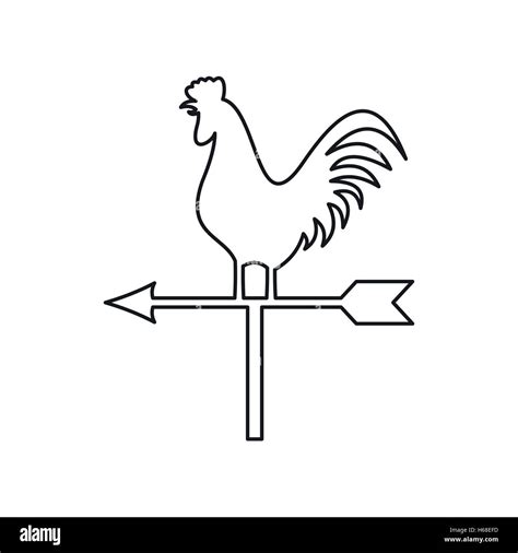 Weather Vane With Cock Icon Outline Style Stock Vector Image And Art Alamy