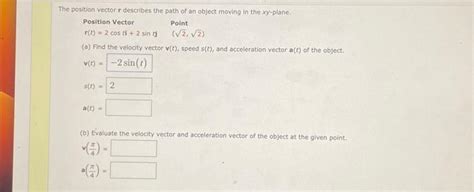 solved the position vector r describes the path of an object