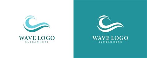 바다 파동 추상 물 로고 디자인 프리미엄 벡터