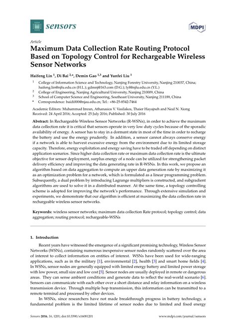 Pdf Maximum Data Collection Rate Routing Protocol Based On Topology Control For Rechargeable