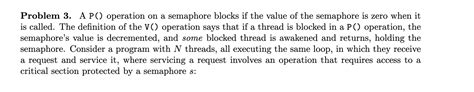 solved problem 3 a p operation on a semaphore blocks if