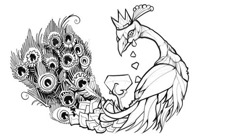 Peacock Bw Sketches Tattoo Designs Humanoid Sketch