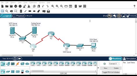 packet tracer configure cisco routers for syslog ntp and ssh operations youtube