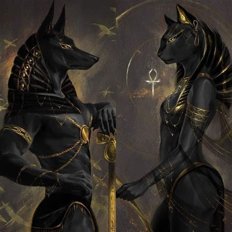 Artista Fiona Hsieh Obra Anubis And Bastet Egyptian Goddess Art