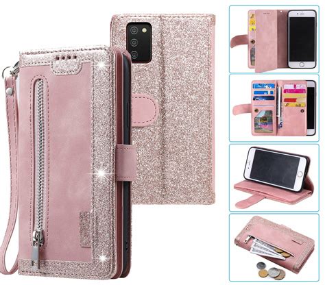 Samsung Galaxy A02s Case Wallet Cover Glitter Rose Gold Au