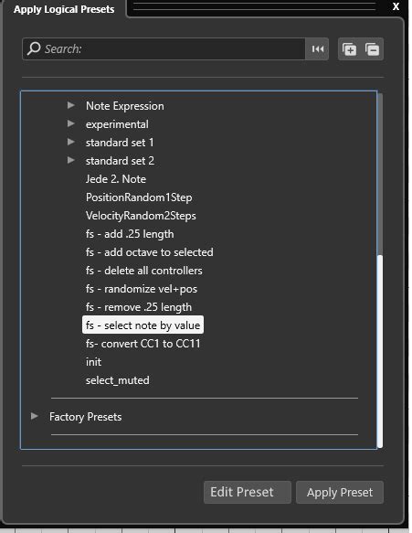 Apply Logical Preset Dialog Add Possibility To Open Preset In Editor Cubase Steinberg Forums