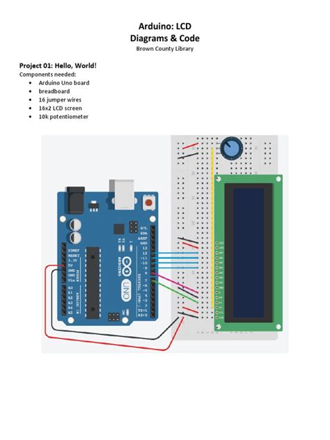 Arduino Lcd Diagrams And Code Project 01 Hello World Pdf Arduino Liquid Crystal Display