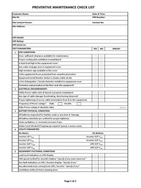 Pm Check List Pdf