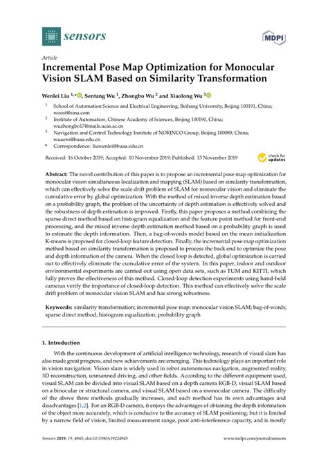 Pdf Incremental Pose Map Optimization For Monocular Vision Slam Based