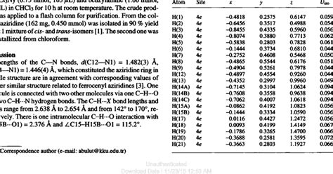 Atomic Coordinates And Displacement Parameters In A 2 Download Table