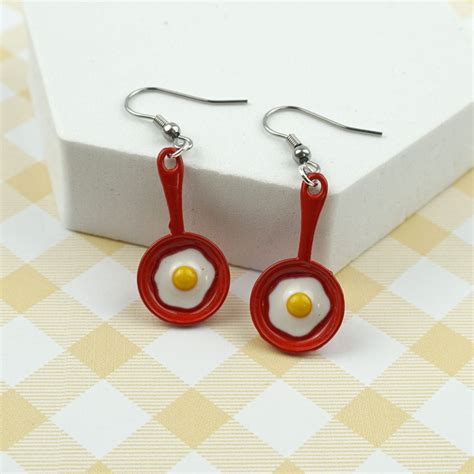 Frying Pan Egg Earrings Candy Goblins
