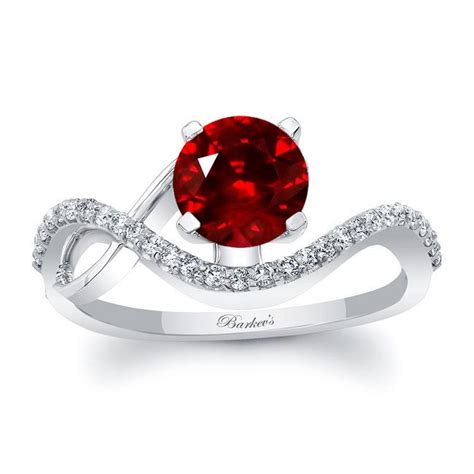 Curved Lab Ruby And Diamond Wedding Ring Barkevs