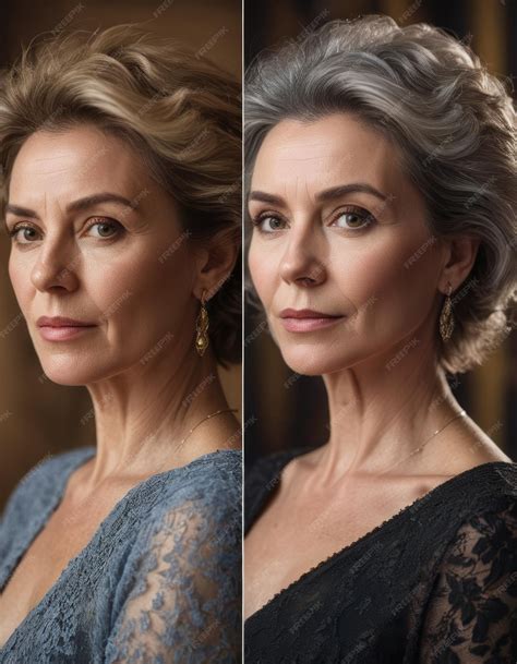 Premium Photo Before And After Portrait Of Mature Woman Retouched