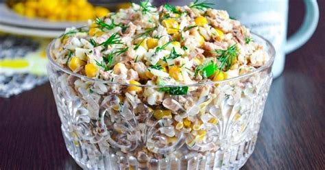 თინუსის სალათა ბრინჯითა და სიმინდით ბიუჯეტური კერძი თქვენი სუფრისთვის Gemrielia Ge