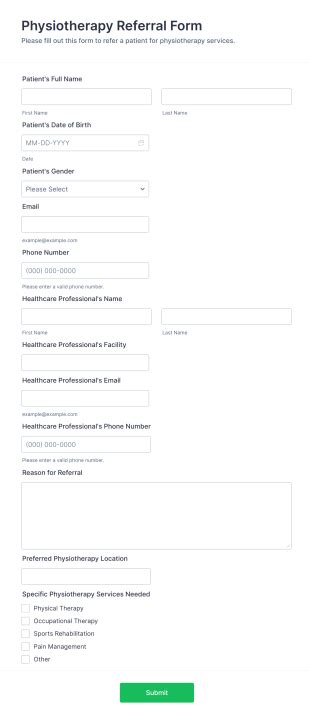 Physiotherapy Referral Form Template Jotform