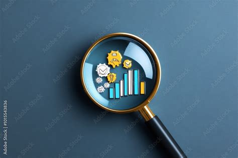 Minimalist Depiction Of A Magnifying Glass Over A Bar Chart