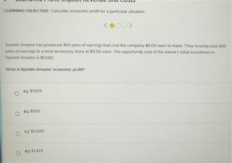 Solved Learning Objective Calculate Economic Profit For A