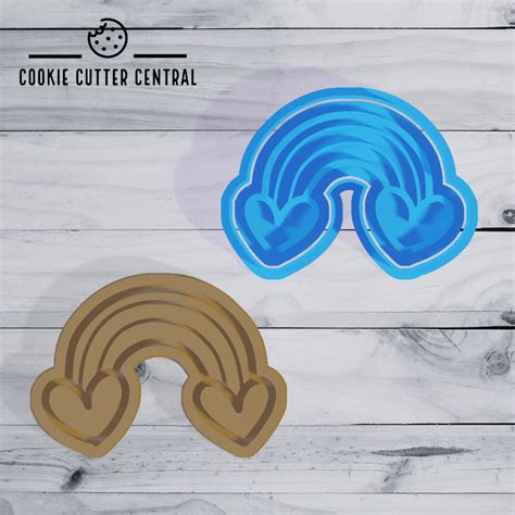 Heart With Rainbow Cookie Cutter And Embosser 6cm X 8 3cm Cookie