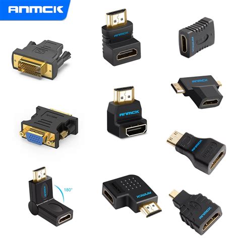 anmck 커넥터 어댑터 hdmi 호환 케이블 90 코너 각도 왼쪽 오른쪽 수 암 익스텐더 미니 마이크로 hdmi 확장 컴퓨터