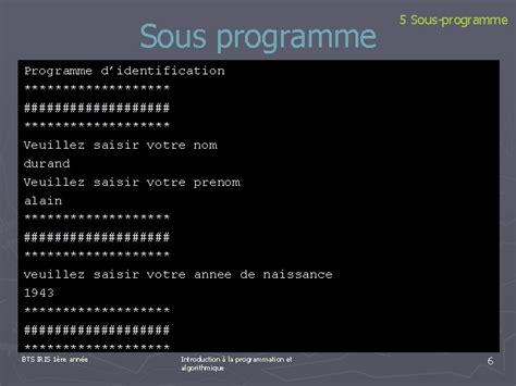 Initiation La Programmation Et Algorithmique Cours 4 Bts