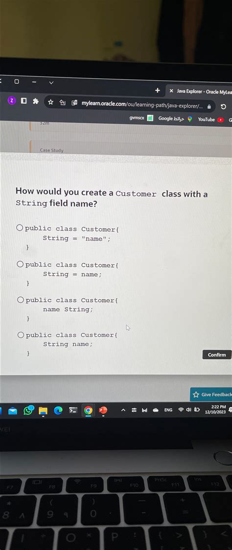 Solved How Would You Create A Customer Class With A String