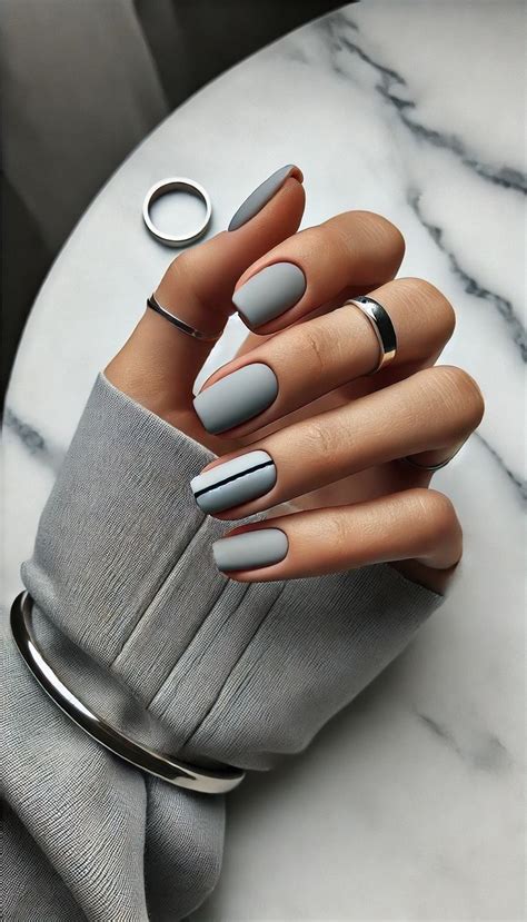 Simple Gray Nails Short Square Nails Ideas With Grey Dress Matte