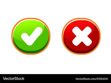 Cross Check Mark Icons Flat Round Buttons Vector Image