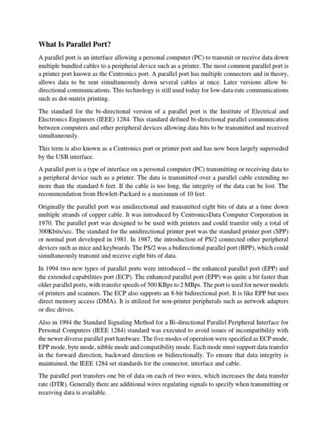 What Is Parallel Port Pdf Usb Computer Standards