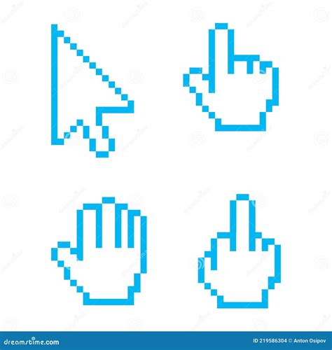 Set Of Vector Images Of Cursors And Gestures Set Of Pixel Art Style Icons CartoonDealer Com