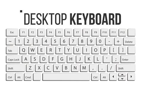 Keyboard Isolated Vector Layout Template Classic Keyboard White Buttons Computer Desktop