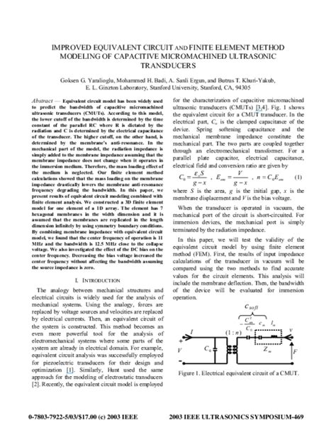 Pdf Improved Equivalent Circuit And Finite Element Method Modeling Of Capacitive Micromachined
