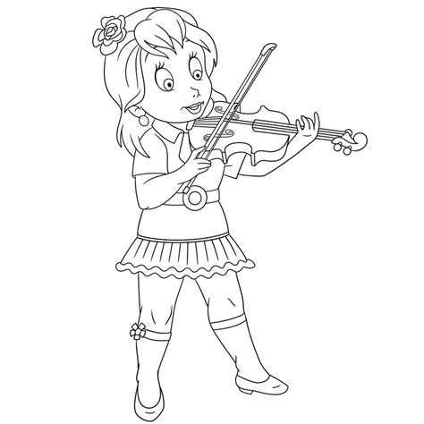 Premium Vector Cute Girl Playing Viola Music Cartoon Coloring Book