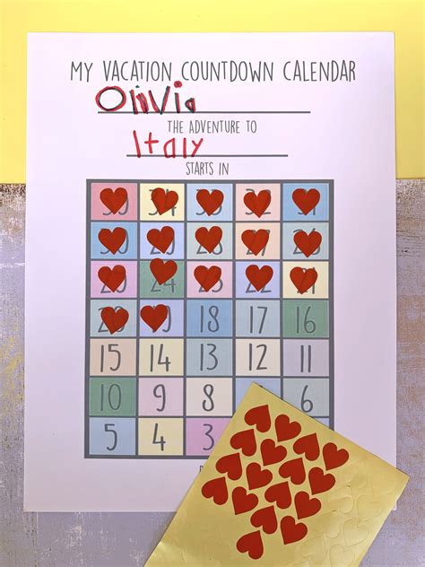 printable countdown calendar for vacation