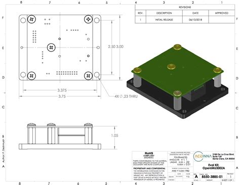 OpenIMU BI EVK Mechanical Drawing Aceinna OpenIMU Developer Manual Documentation