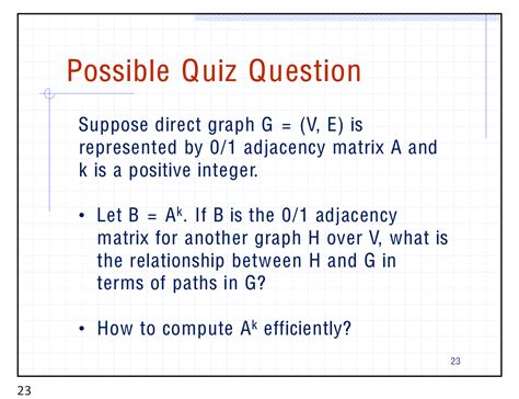Possible Quiz Question Suppose Direct Graph G