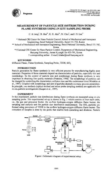 Pdf Measurement Of Particle Size Distribution During Flame Synthesis Using In Situ Sampling