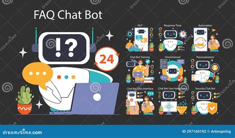 Chat Bot Universe Set Flat Vector Illustration Stock Illustration