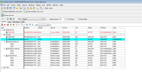 toad 13 3 session browser does not work properly on rac toad for