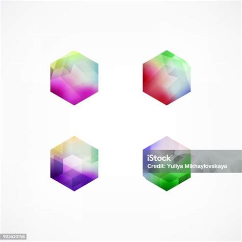 흐림 Bokeh 다 색 모양의 집합입니다 트렌디한 다각형 아이콘 그리고 Symboltypes입니다 비즈니스 표지판 기호 레이블