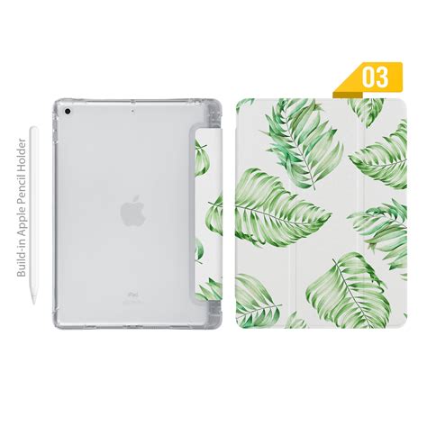 Ipad See Through Smart Case Leather Stand Cover With Pencil Holder For