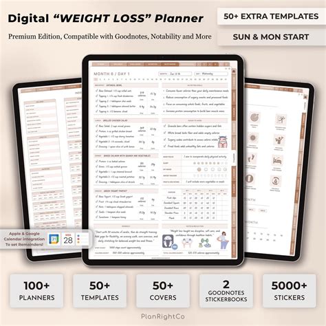 Digital Weight Loss Journal Digital Planner Ipad Planner Goodnotes
