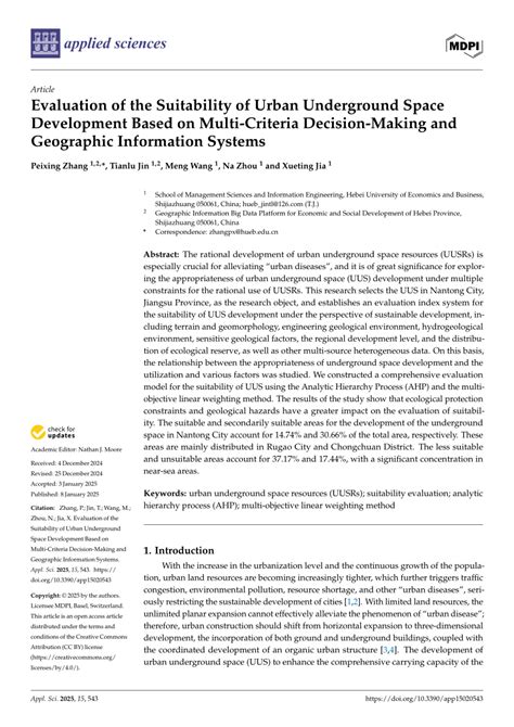 Pdf Evaluation Of The Suitability Of Urban Underground Space Development Based On Multi