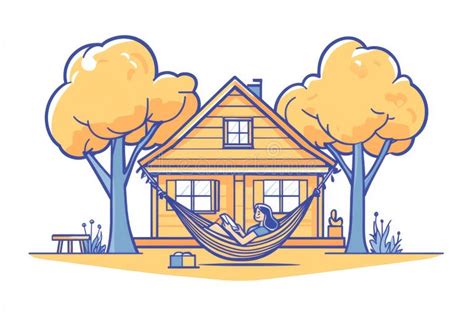 The Illustration Showcases A Happy Cartoon Girl Enjoying Relaxation In
