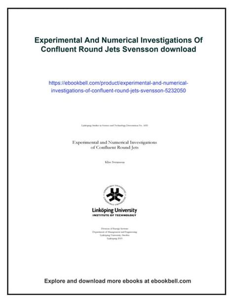 Experimental And Numerical Investigations Of Confluent Round Jets Svensson Pdf