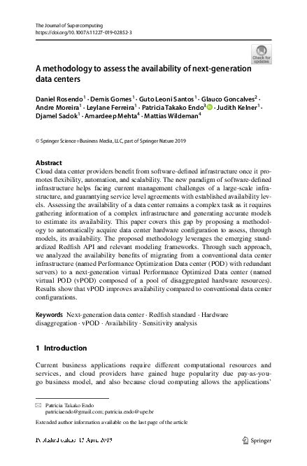 Pdf A Methodology To Assess The Availability Of Next Generation Data Centers