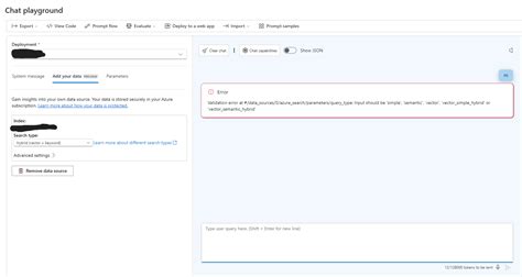 Error Code Validation Error At Datasources0azuresearchparametersquerytype Input