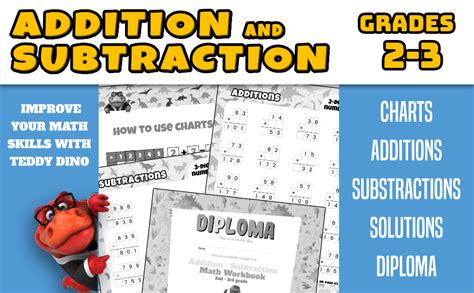 Math Workbook Grade 2 3 Addition And Subtraction With Teddy Dino Math Book For 2nd 3rd